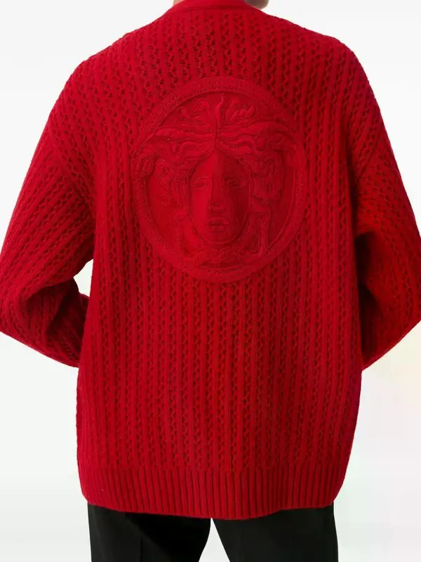Versace Embroidered Wool & Cashmere Knit Cardigan