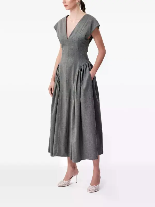 CONCEPTO Nova V-neck Flared Midi Dress