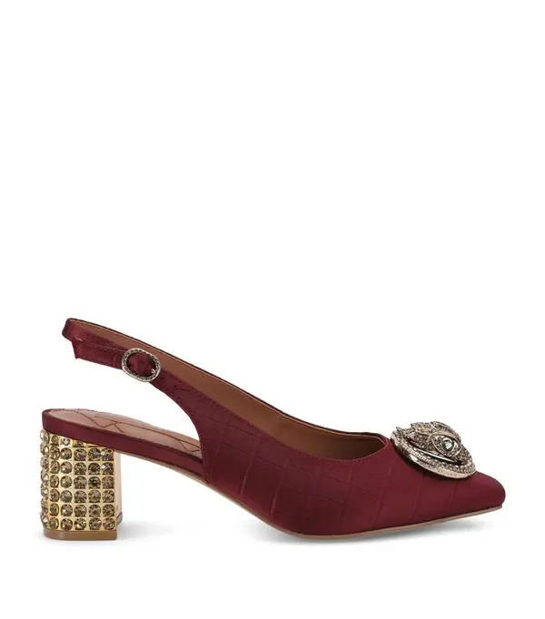 Kurt Geiger Croc-effect Chelsea Slingback Block Heels - Red
