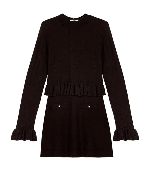 Maje Cable-knit Mini Dress - Brown