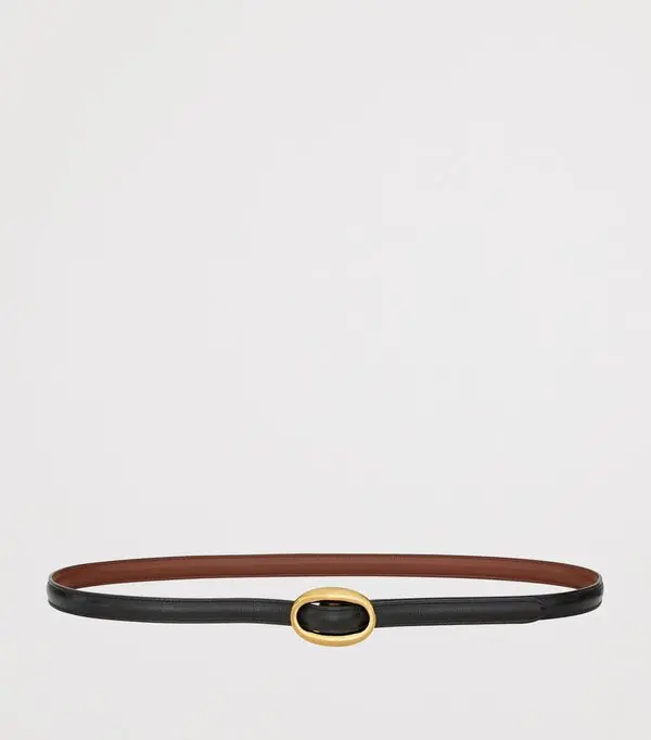 Saint Laurent Leather Reversible Oval-buckle Belt