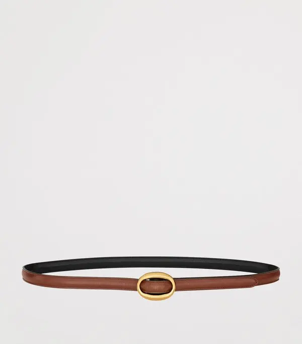 Saint Laurent Leather Reversible Oval-buckle Belt
