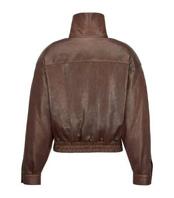 Saint Laurent Leather Funnel-neck Bomber Jacket
