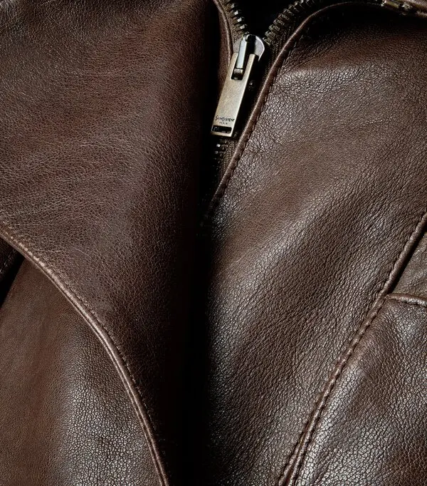 Saint Laurent Leather Funnel-neck Bomber Jacket