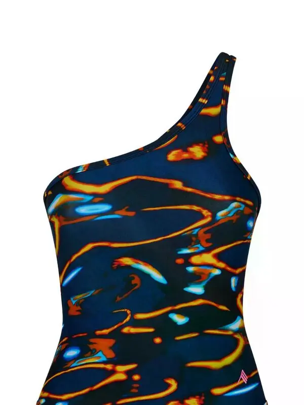 Attico One-shoulder Graphic-print Swimsuit - Blue