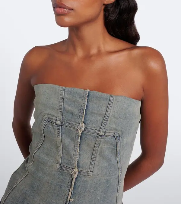 Rick Owens Distressed Denim Tube Top