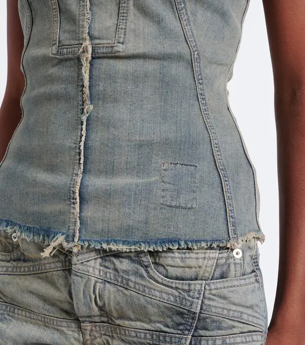 Rick Owens Distressed Denim Tube Top