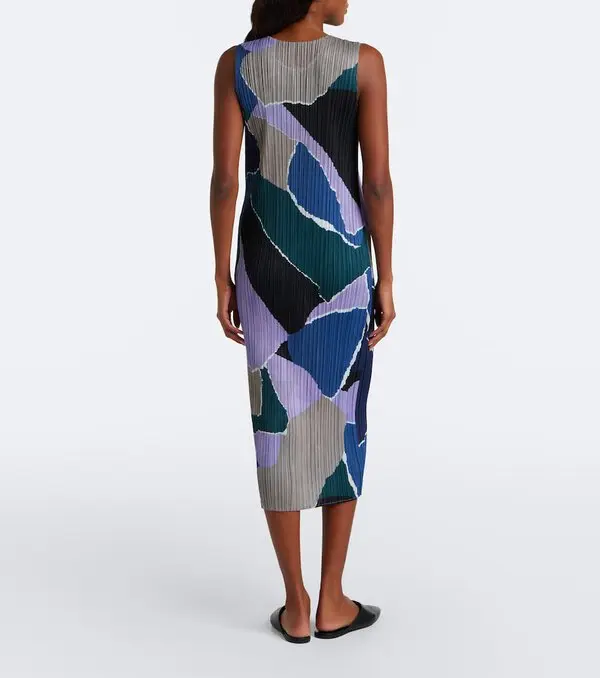 Issey Miyake Surprise! Pleated Printed Midi Dress