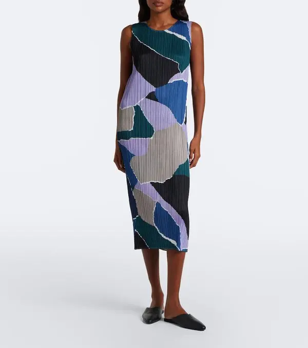 Issey Miyake Surprise! Pleated Printed Midi Dress