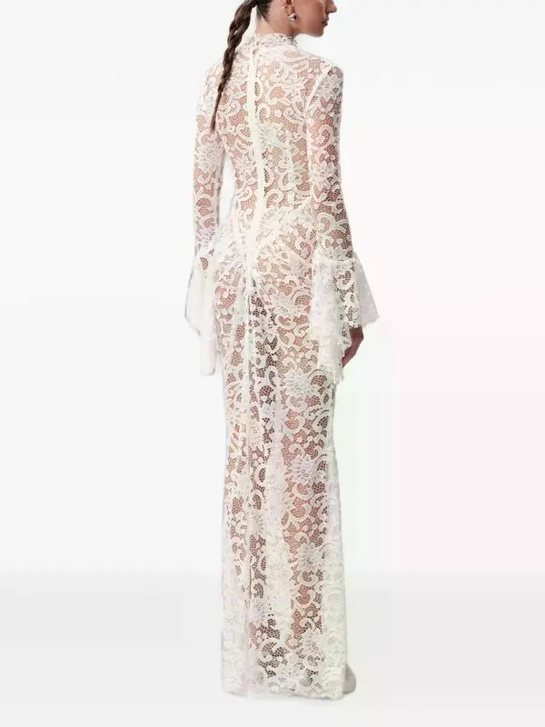 CONCEPTO Veil Lace Long-sleeved Fitted Maxi Dress