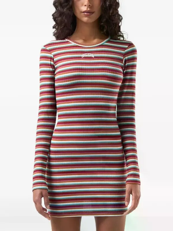 Gcds Ribbed-knit Striped Mini Dress
