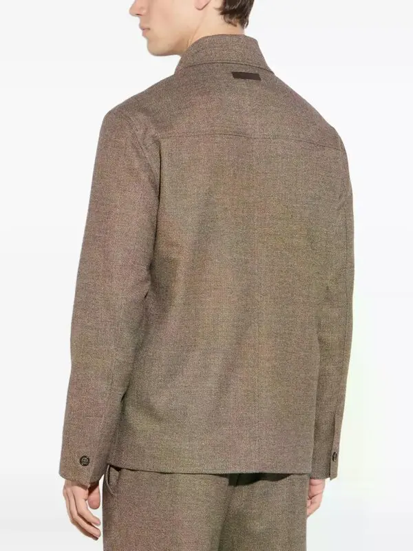 PAOLO PECORA Melange-effect Button-up Jacket