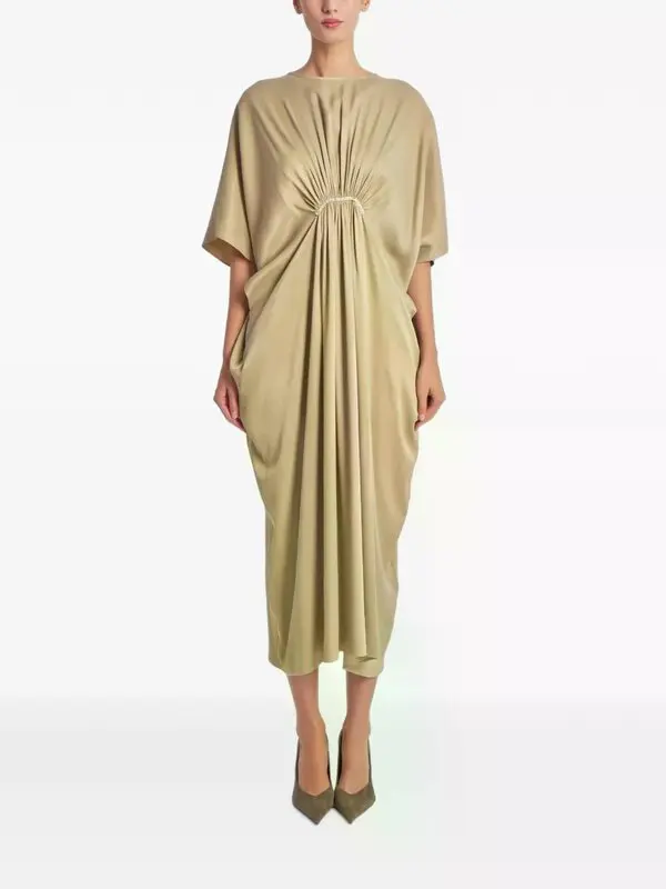 IRINA SCHROTTER Aysha Crystal-embellished Draped Maxi Dress - Neutrals