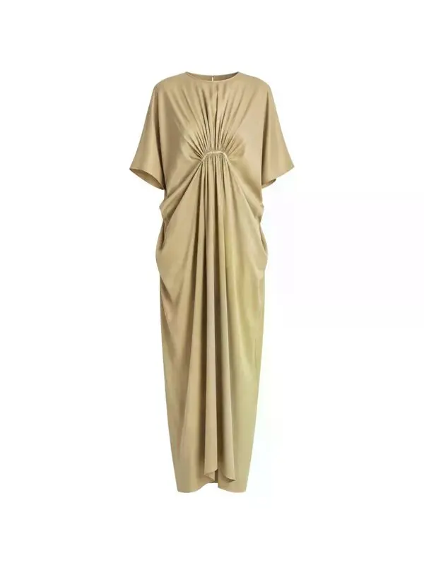 IRINA SCHROTTER Aysha Crystal-embellished Draped Maxi Dress - Neutrals
