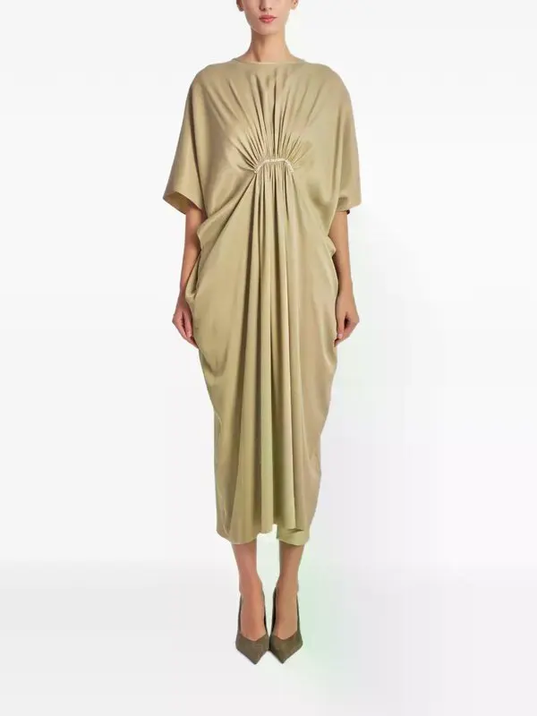 IRINA SCHROTTER Aysha Crystal-embellished Draped Midi Dress - Neutrals