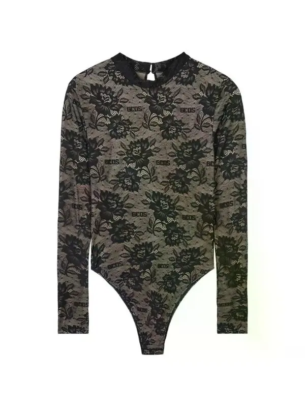 Gcds Floral-lace Logo-print Bodysuit