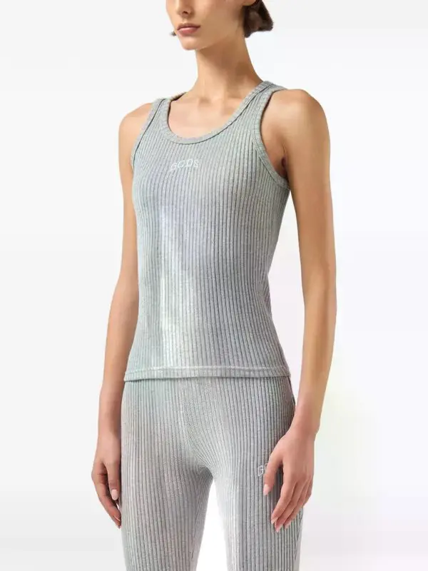 Gcds Logo-embroidered Ribbed-knit Tank Top