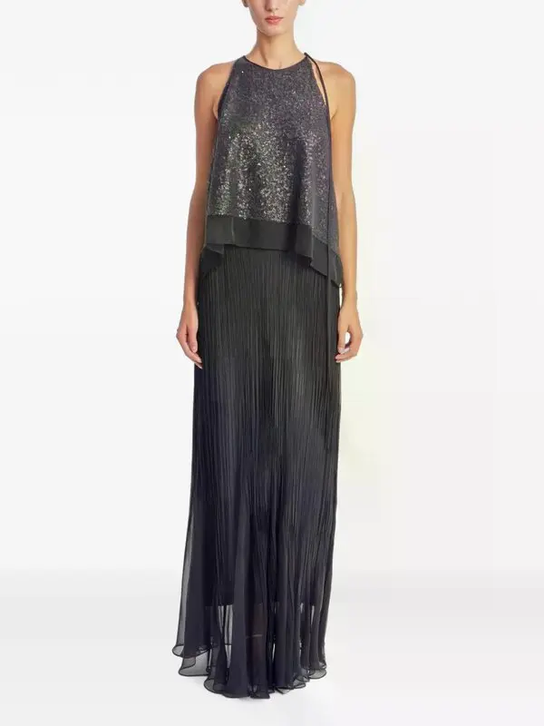 IRINA SCHROTTER Libra Sequin-embellished Pleated Maxi Dress