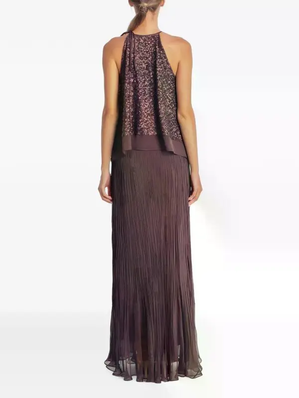 IRINA SCHROTTER Libra Sequin-embellished Pleated Maxi Dress