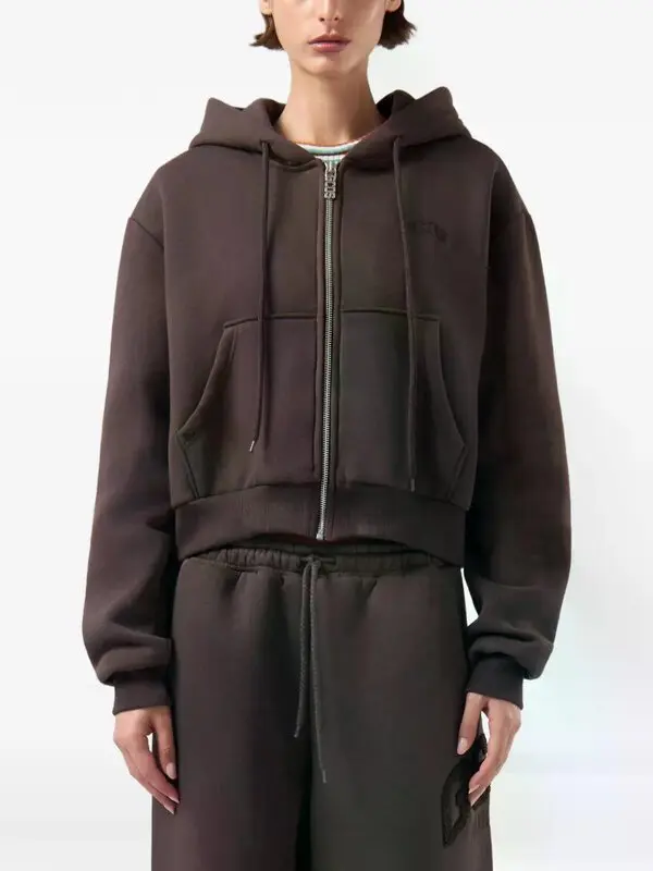Gcds Logo-embroidered Zip-up Hoodie