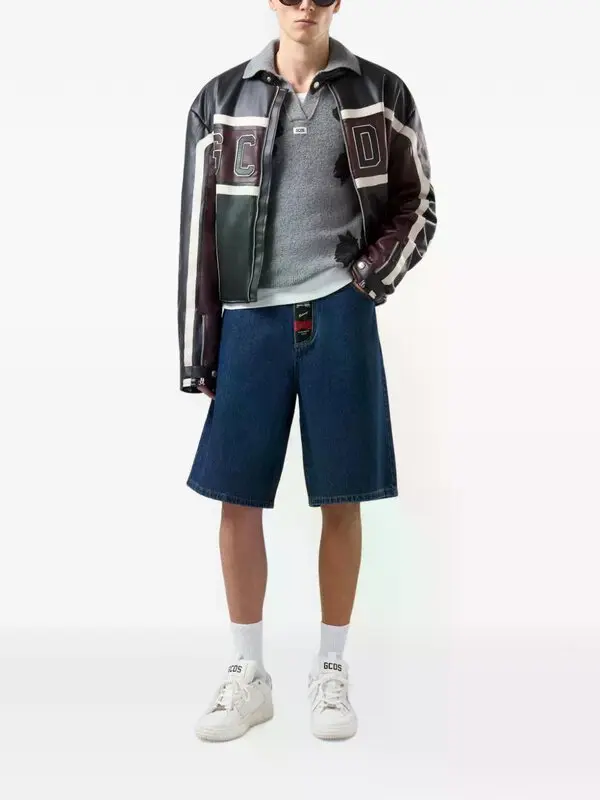 Gcds Stone-washed Logo-patch Shorts