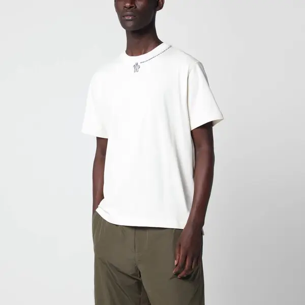Moncler Ivory Cotton T-shirt With Logo And Coordinates - White