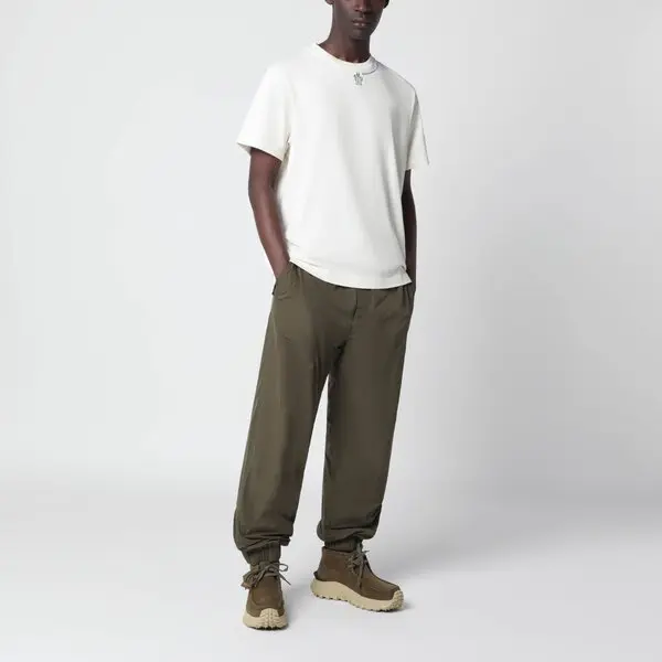 Moncler Ivory Cotton T-shirt With Logo And Coordinates