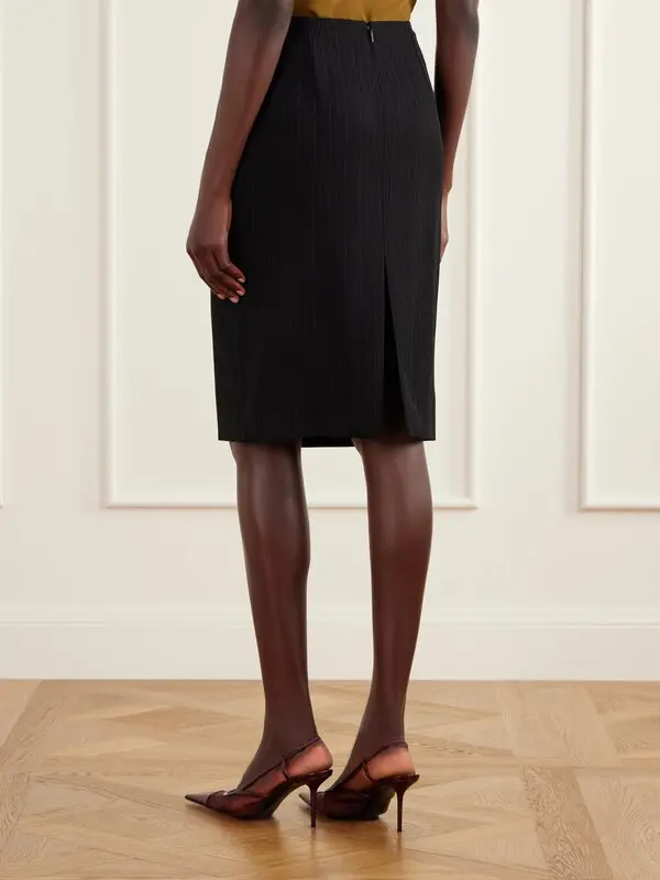 Saint Laurent Pinstriped Wool-blend Knee-length Skirt