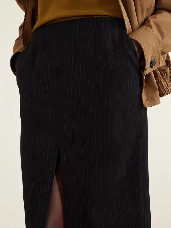 Saint Laurent Pinstriped Wool-blend Knee-length Skirt