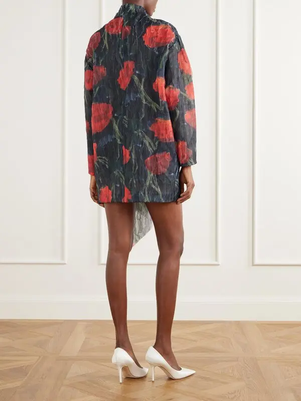 WILLY CHAVARRIA Floral-printed Stretch-organza Mini Dress