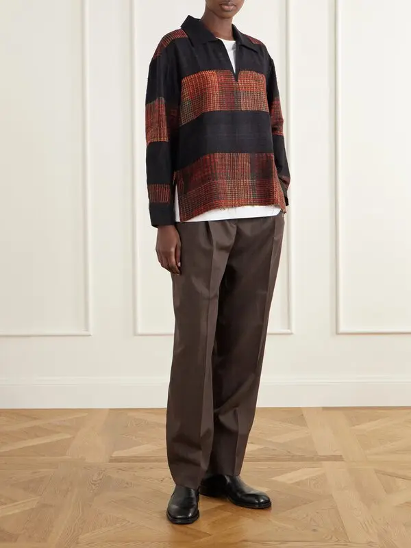 KARTIK RESEARCH Checked Block-print Patchwork Silk-twill Shirt