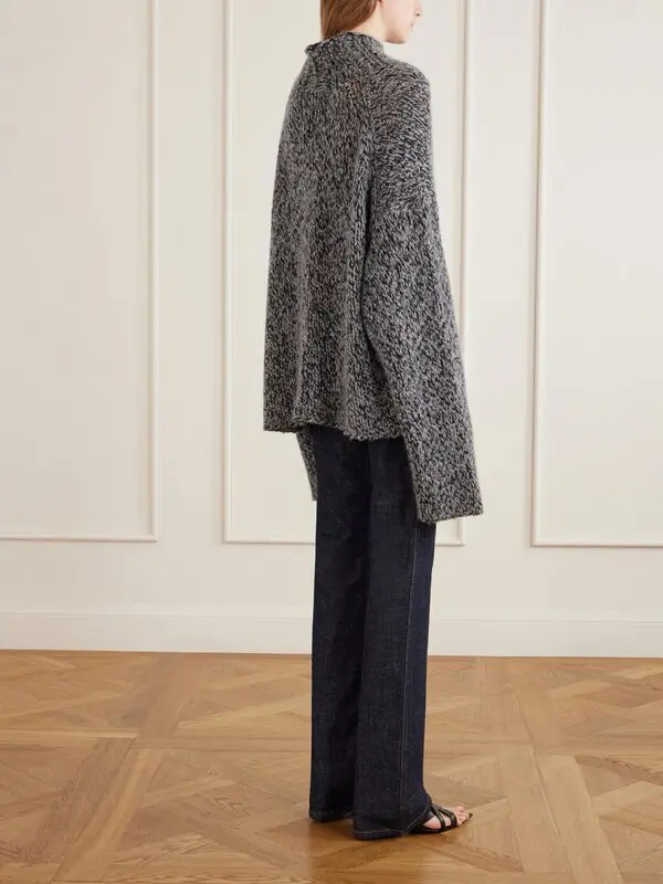 Khaite Seth Cashmere And Silk-blend Mélange Turtleneck Sweater