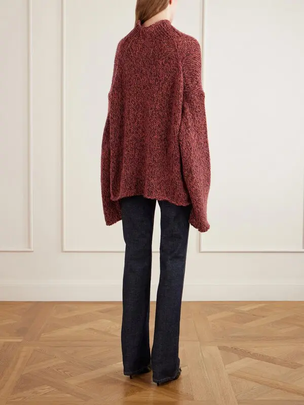 Khaite Seth Cashmere And Silk-blend Mélange Turtleneck Sweater