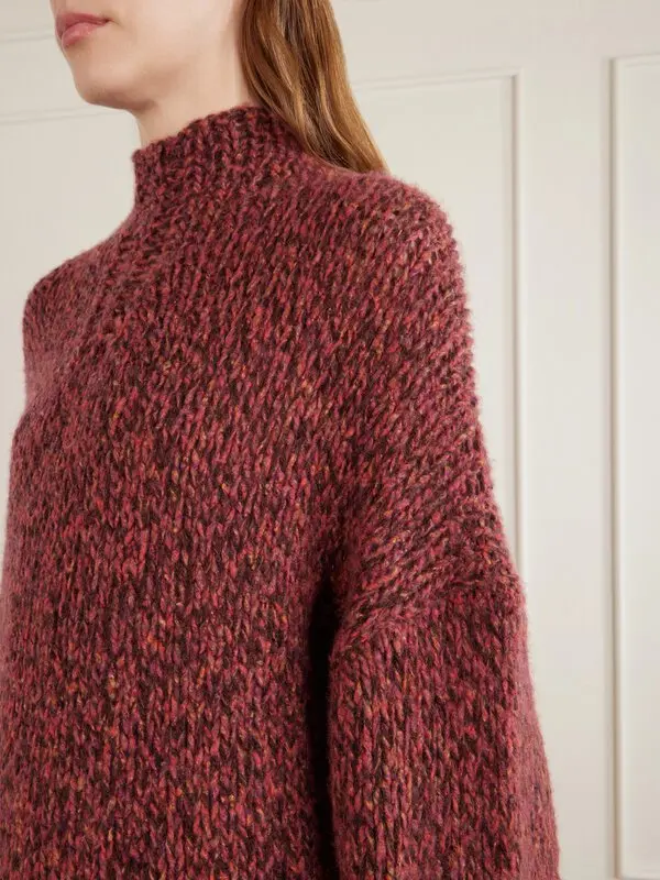 Khaite Seth Cashmere And Silk-blend Mélange Turtleneck Sweater