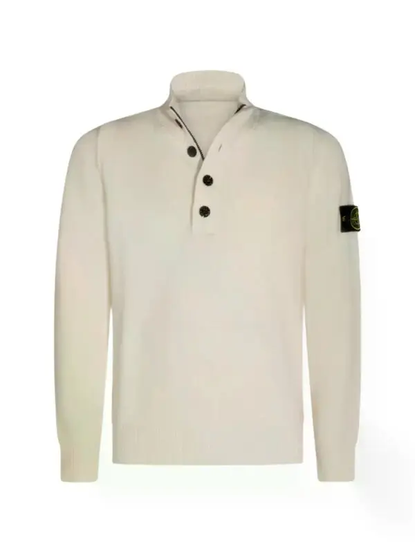 Stone Island Button-placket Logo-patch Sweater