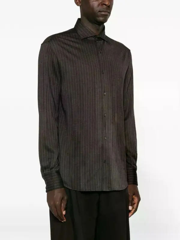 Brunello Cucinelli Pinstripe-print Spread-collar Shirt