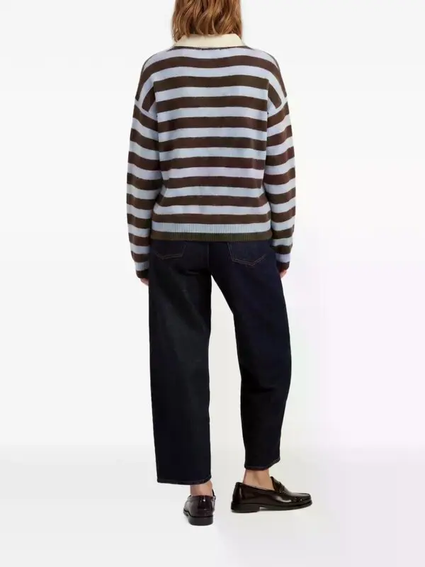 Chinti & Parker Striped Merino-wool Polo Top