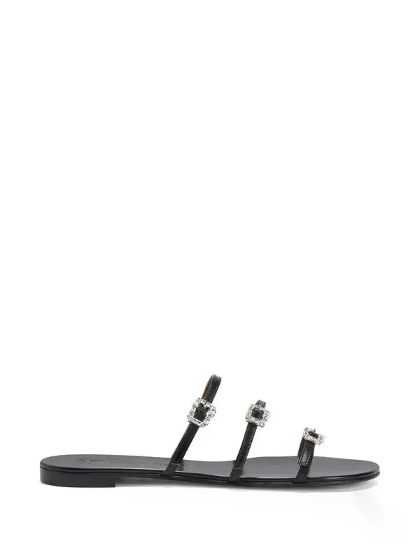 GIUSEPPE ZANOTTI Himari Flat Crystal-embellished Leather Sandals - Black