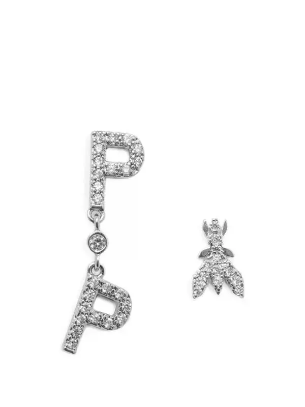 Patrizia Pepe Crystal-embellished Asymmetric Earrings - Silver