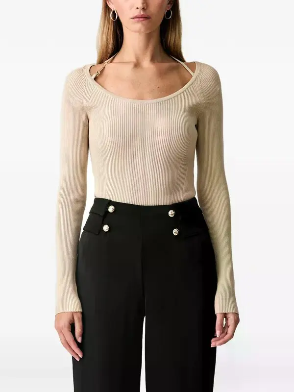 Guess Ribbed-knit Logo-plaque Sweater