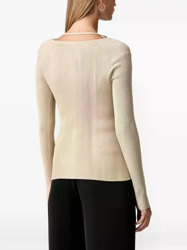 Guess Ribbed-knit Logo-plaque Sweater