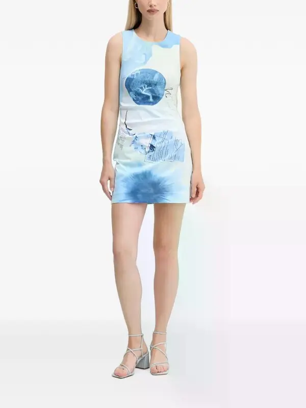 Desigual Collage Printed Sleeveless Mini Dress - Blue