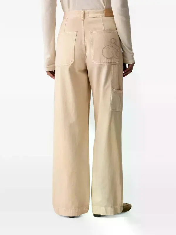 Scotch & Soda Logo-embroidered Wide-leg Jeans