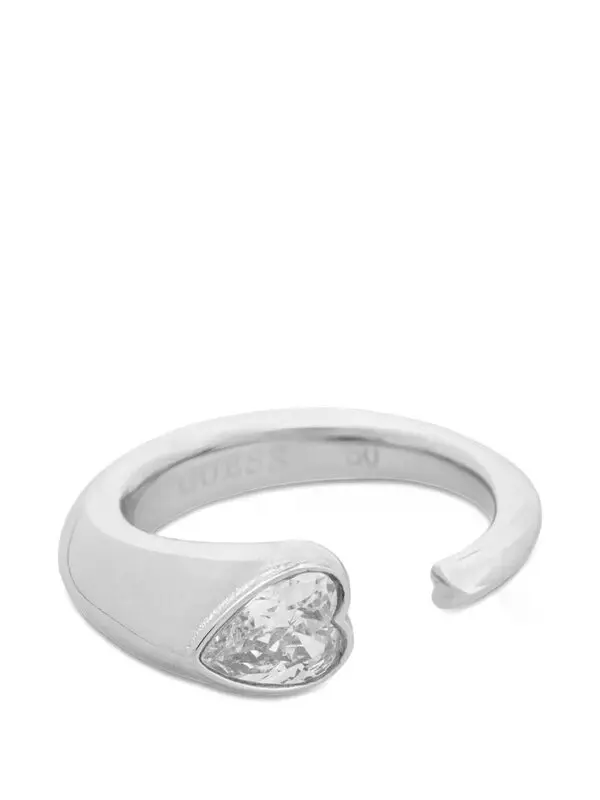 Guess Crystal Love Heart-motif Ring - Silver