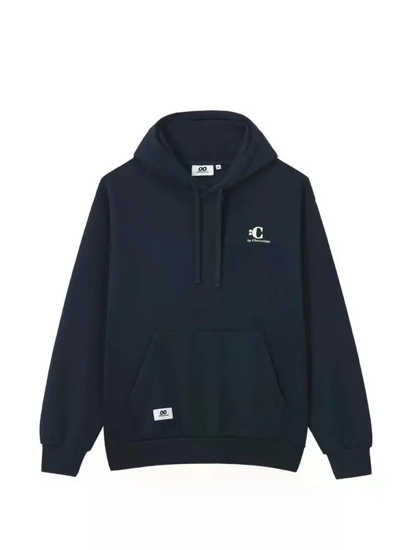 CHOCOOLATE Logo-embroidered Pouch-pocket Hoodie - Blue