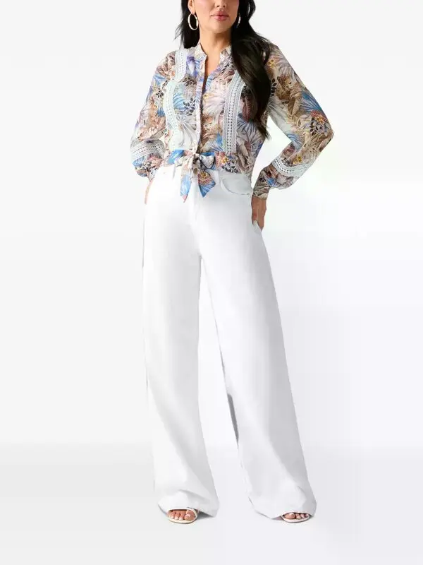 Guess Tropical-print Tie-front Top