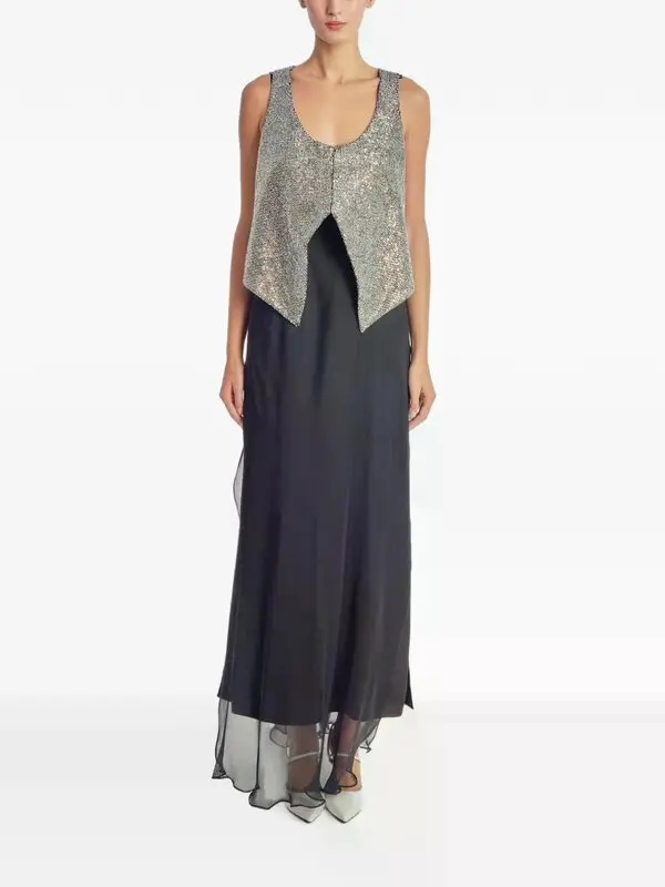 IRINA SCHROTTER Nymeria Sequin-embellished Layered Maxi Dress - Black