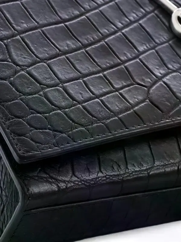 Saint Laurent Classic Monogram Tassel Crocodile Embossed Leather Medium Crossbody Bag