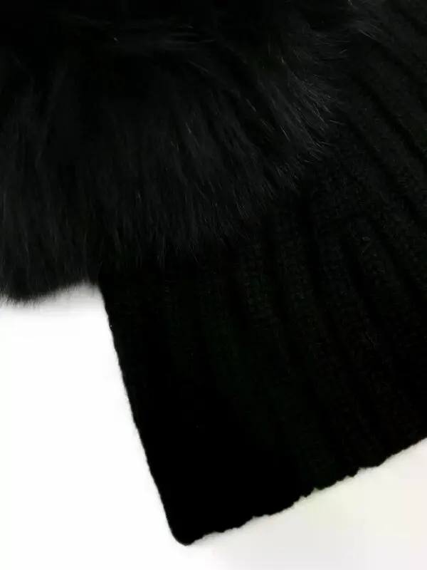 YVES SALOMON Fur-trim Ribbed Balaclava