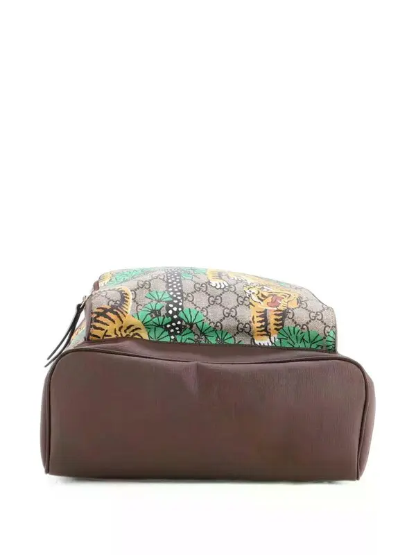 Gucci Zip Pocket Bengal Print Gg Coated Canvas Medium Backpack - Brown